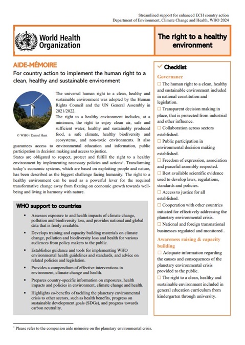 AIDE-MÉMOIRE: For country action to implement the human right to a ...